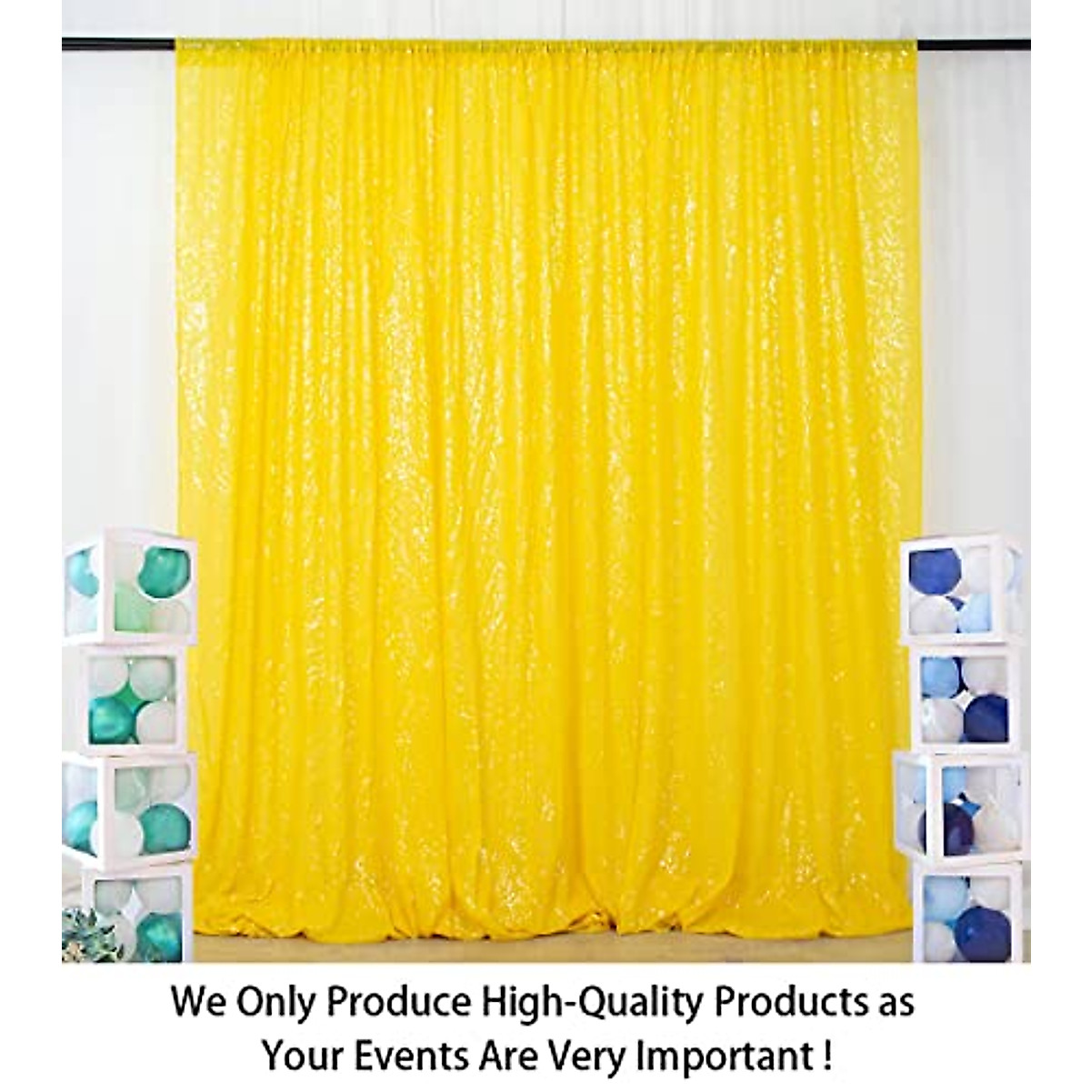 Yellow Glitter Backdrop Curtain Photo Backdrop 4FTx7FT Sequins Shimmer Curtains for Backdrop -1011E