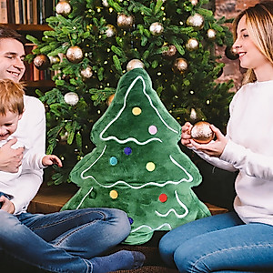 Rvikurc Christmas Tree Santa Shaped Pillows, Christmas Decorative Throw Pillow, Christmas Plush Pillow, Cartoon Pillow for Home Living Room Bed Sofa Cushion Xmas Decor (Xmas Tree-A)