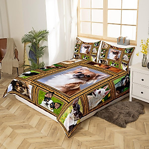 Feelyou Chihuahua Bedding Set Twin Size Cute Dog Puppy Comforter Cover Set for Kids Teens Adults Chihuahua Lover Gift Duvet Cover Dog Lover Bedspread Cover Room Decor 2Pcs with 1 Pillow Case