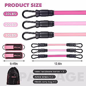 HOXWC Ankle Resistance Bands with Cuffs, Ankle Bands for Working Out, Ankle Resistance Band for Leg, Booty Workout Equipment for Kickbacks Hip Fitness Training, Exercise Bands for Butt Lift Women