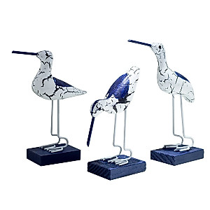 SeaHug Nautical Coastal Birds Figurine-Cute Wooden Vintage Distressed Ornament Romantic Relax Beach Mediterranean Theme Handcrafted Desktop Seabird Statue Decoration- Home&Office&Hotel Decor(3PCS)