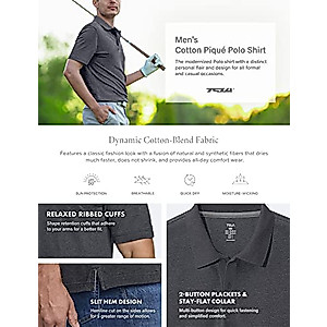 TSLA Men's Cotton Pique Polo Shirts, Classic Fit Short Sleeve Solid Casual Shirts, Performance Stretch Golf Shirt, Cotton Blend Polo Charcoal, X-Large