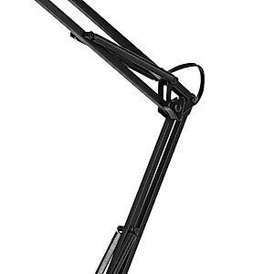 Globe Electric 5698601 28" Heavy Base Top Moving Spring Balanced Swing Arm Desk Lamp, Black, On/Off Rotary Switch on Shade, Home Office Accessories, Lamp for Bedroom, Home Décor, Home Improvement