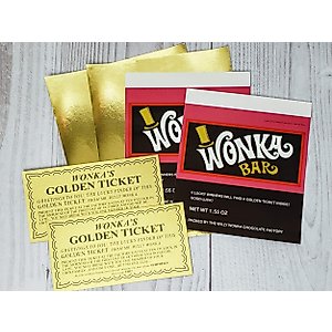 Regular Size Candy Wrapper and Golden Tickets - Pack of 2 (Candy Not Included)