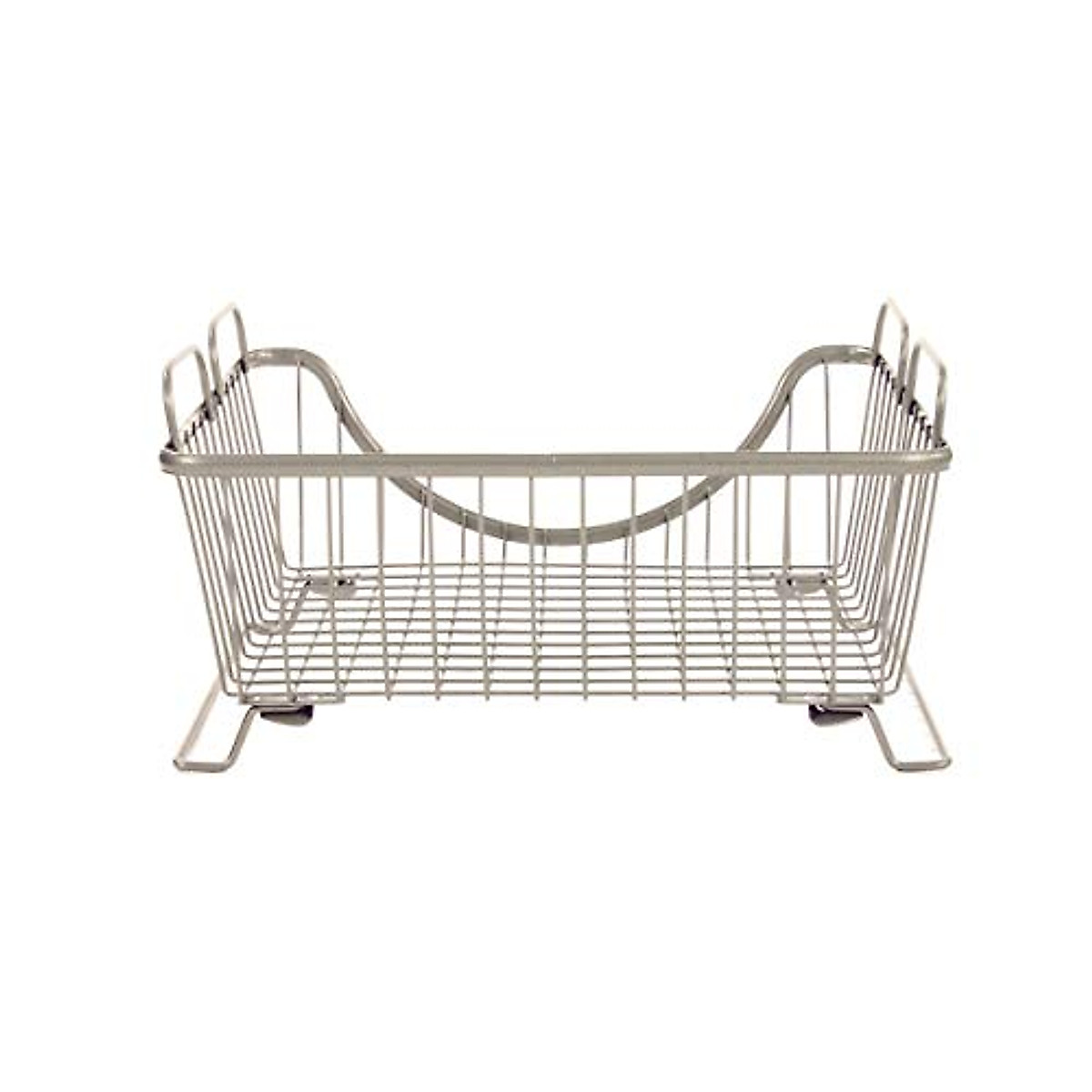 Spectrum Diversified Ashley Stackable Tray, Wire Basket with Raised Feet and Looped Handles Modular Stacking Bin System for Kitchen Countertop & Desk Organization, Satin Nickel