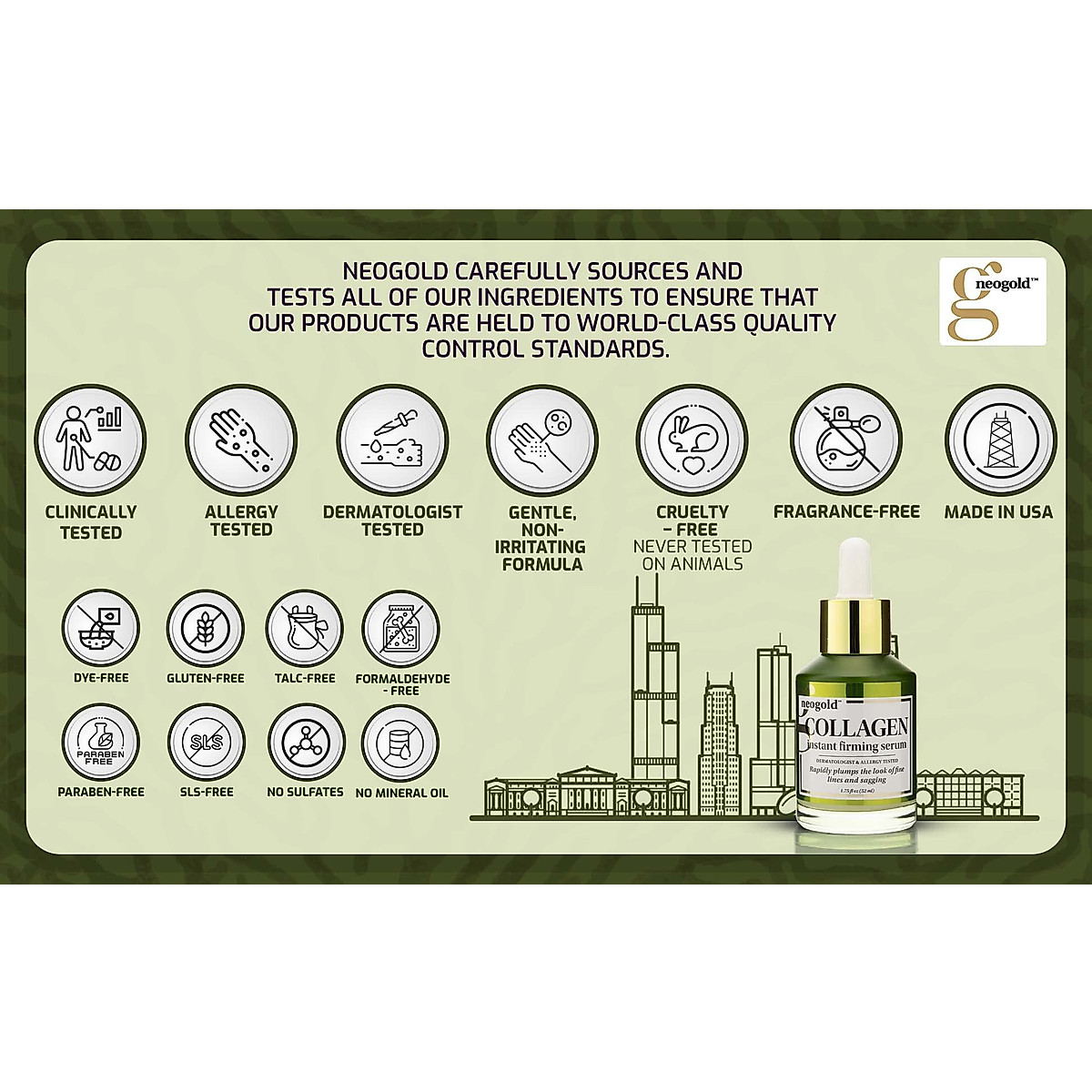 Neogold Collagen Serum For Face | Collagen Face Serum For Skin Tightening Helps Lift, Plump, & Firm Sagging Skin | Serums For Skin Care | Anti Wrinkle Boost, Fragrance Free, 1.75 Fl Oz