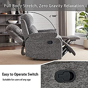 Dreamsir Recliner Chair Breathable Fabric Manual Single Sofa, Living Room Chair Home Theater Lounge Seat, 36×39×40 inch, Limestone Grey