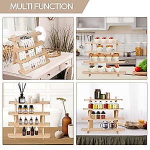 Wooden Cupcake Display Stand, Wood Rustic Risers 4 Tiers for Display Ideal Craft Funko Pop Shelves, Table Display Stand for Vendors, Earring & Ring Holder Stands, Outdoor Plant Stand Indoor-Natural