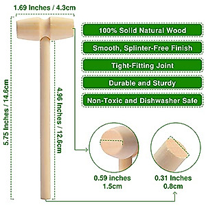 Wooden Hammers for Breakable Heart Hammer x75, Small Wooden Mallet, Mini Wooden Hammer for Chocolate Heart Mold, Kids Hammer Wood For Chocolate Breakable Bear Mold, Martillos de Madera Para Chocolate