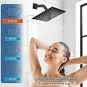Midanya Rain Shower System Tub Shower Faucet Set Square Rainfall Shower Head with Handheld Sprayer and Waterfall Tub Spout Rough-in Valve Shower Mixer Combo,8 Inch Matte Black