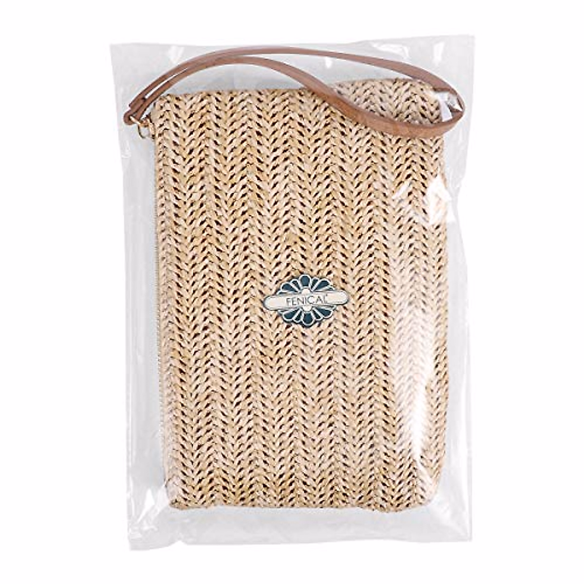 FENICAL Straw Clutch Bag Bohemian Zipper Wristlet Summer Beach Handbag for Women Girls