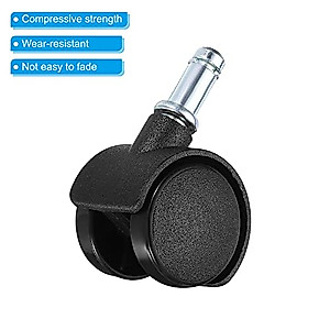 PATIKIL 1 Inch Swivel Casters, 8 Pack Nylon 360 Degree Universal Circlip Swivel Stem Wheels for Chair Furniture Replacement, Black