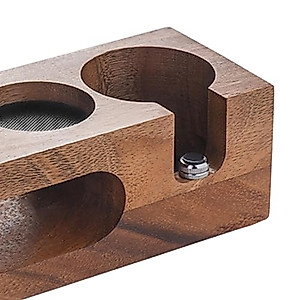 MagiDeal Non Slip Coffee Tamping Espresso Station, Espresso Tamper Mat, Wooden Coffee Tamper Holder for Counters, Shop, Barista Tool, 58mm Walnut