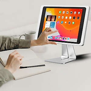 EMONITA Magnetic iPad Stand with 360° Adjustable Rotatable Charging Port iPad Cases - Silver