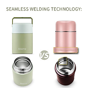 Alxeme Insulated Food Jar Vacuum Insulated Lunch Container Wide Mouth Bento Box with Leak Proof Cap 27OZ Stainless Steel Hot Food Meal Carrier with Spoon & Handle for Kids/Adult Food Flask - Matcha