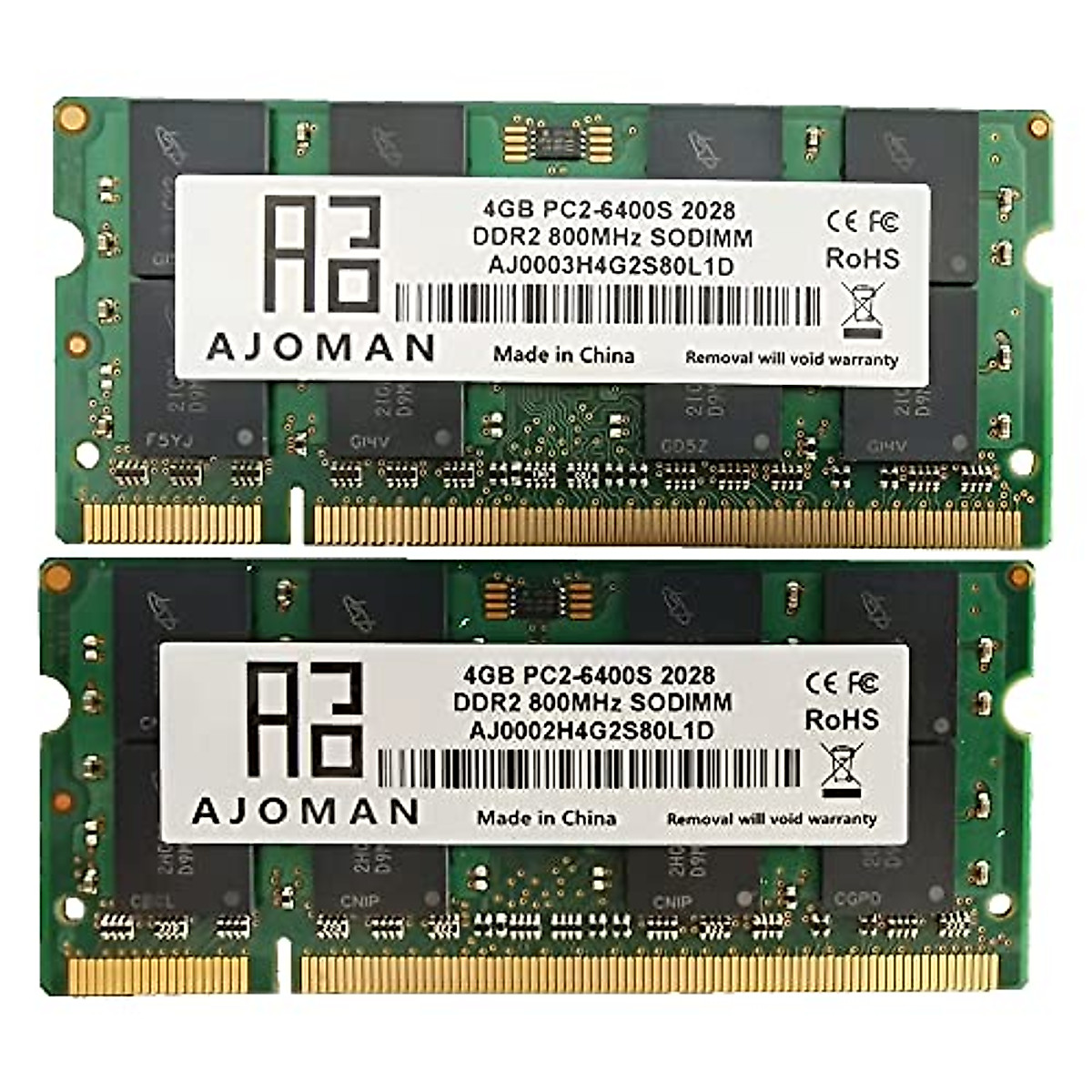 AJOMAN 8GB Kit (4GBx2) PC2-6400S DDR2 800Mhz SoDIMM Laptop RAM Non-ECC 1.8V Notebook Memory for DELL Latitude M2400/E5400/E5500/XFR E6400/E6400/E6400 ATG/M4400/E6500