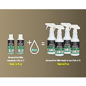 Grandpa Gus's Natural Advanced Pest Killer Concentrate, Plant-Based Actives Quick Kill Multiple Insect Species, Indoor & Outdoor Use, Light Scent, 3.7 fl oz (Pack of 2)
