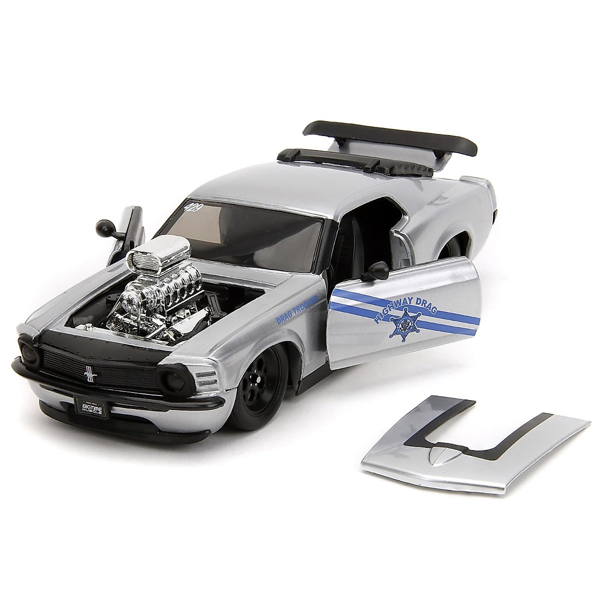 1970 Boss 429 Silver Metallic Highway Drag - Drag Trooper Bigtime Muscle Series 1/24 Diecast Model Car by Jada 35021