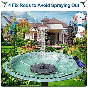 GAIZERL 3.5W Solar Fountain with Battery - Work On Cloudy Days - 2023 Upgrade Glass Panel Solar Bird Bath Fountain, Hummingbird Water Feature Pump with 7 Nozzles, 4 Fixed Pipes for Garden, Pool, Pond