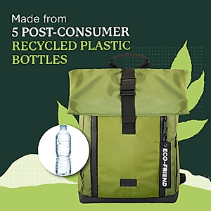 Dingbats* - Roll Top Backpack - 25L Rucksack - Made from Recycled PET Bottles, Padded Shoulder Straps, Metal Buckles - Ideal Laptop Backpack, Fits 15" Laptop - Durable, Aesthetic - Volcano