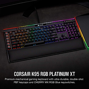Corsair K95 RGB Platinum XT Mechanical Wired Gaming Keyboard, Backlit RGB LED, Cherry MX RGB Blue, Black