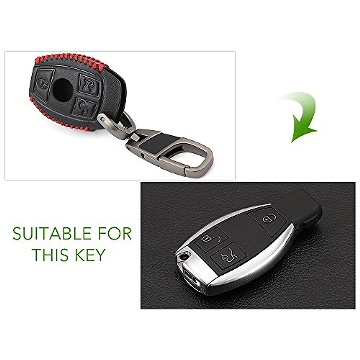 Smart 3button Leather Key Cover Bag Fob Shell Car Key Cases Fit For Mercedes Benz W203 W205 W210 W211 W212 W124 Accessories Red