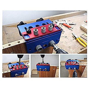 3 in 1 08350 S Hole Puncher Set Pocket Hole Jig Kit, Drilling Locator and Aluminum Alloy Drilling Jig Tool Accessories, Adjustable Drilling Guide for Puncher Locator Carpentry Woodwork