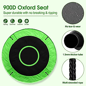 40 Inch Flying Saucer Tree Swing for Kids, 750lb Round Indoor Outdoor Swing Set with Foam Handle,Circle Swing with Steel Frame Adjustable Rope