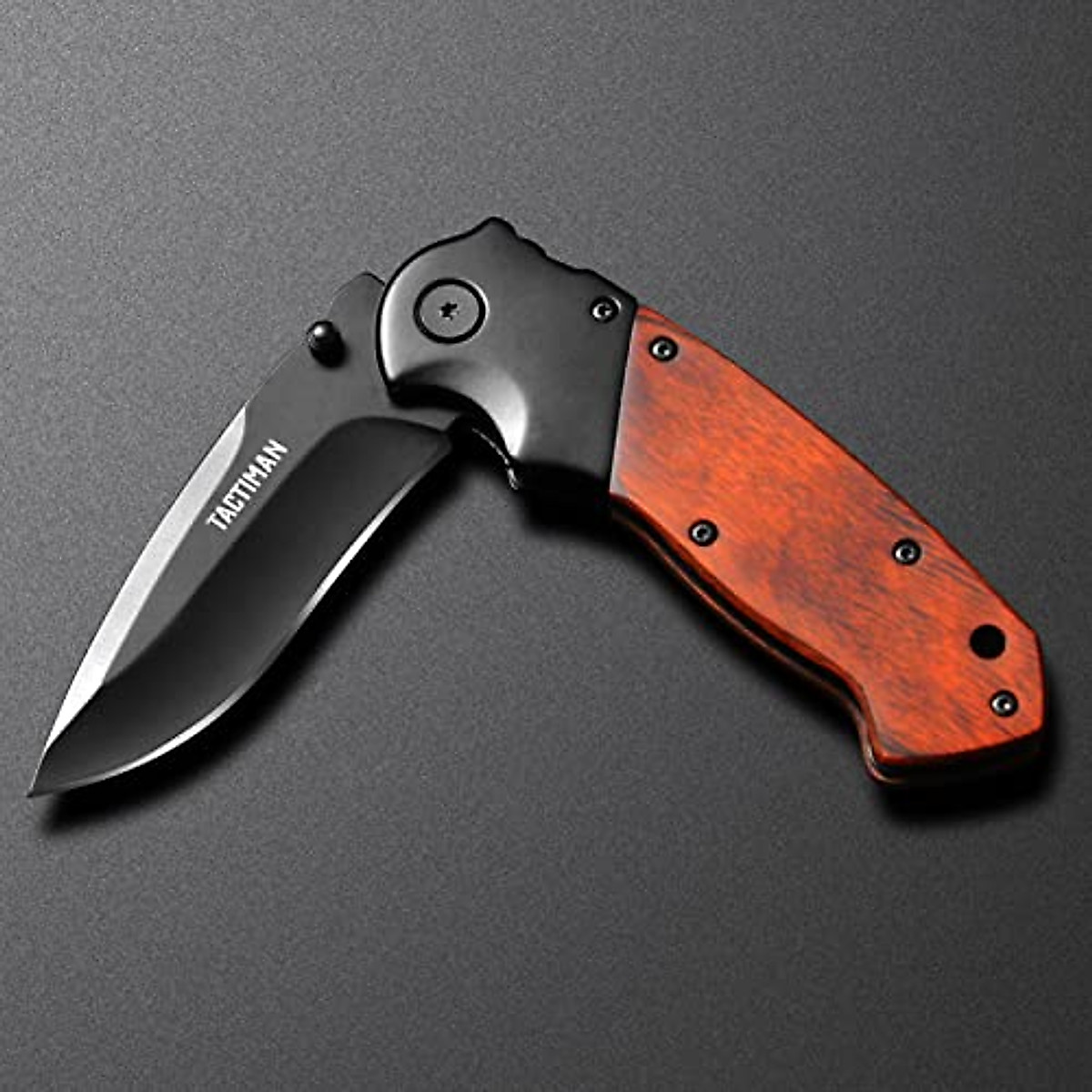 TACTIMAN Pocket Knife Gifts for Men Husband Boyfriend Folding Knife Stainless Steel Blade Wood Handle Birthday Gifts Unique Gifts for Men Stocking Stuffers for Men Knife Gifts for Men