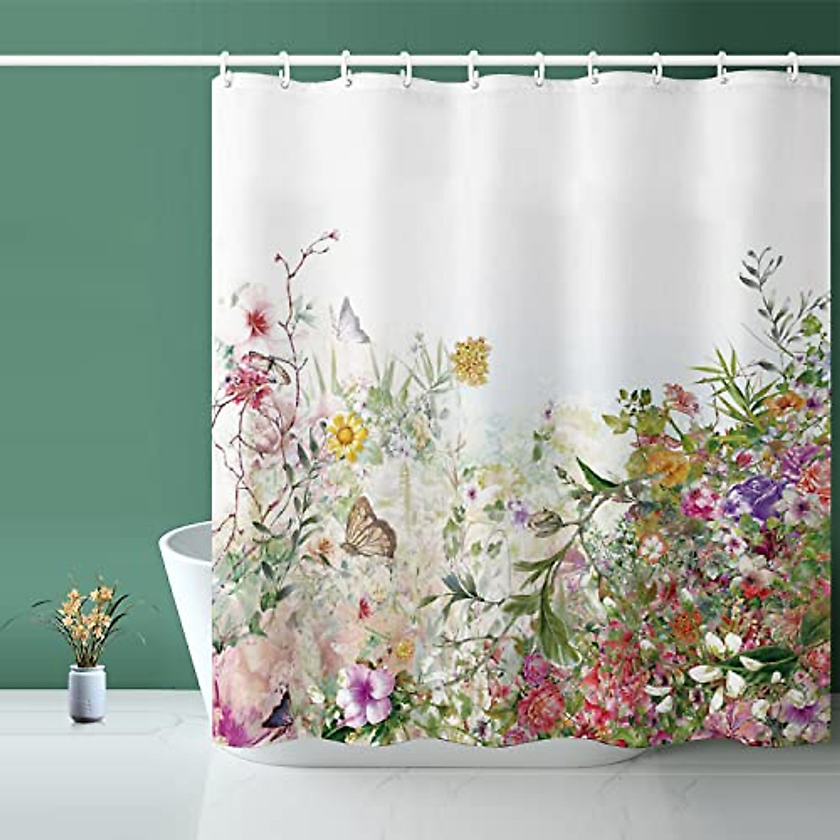Niidder Shower Curtain, Fabric Shower Curtain Colored Flowers Shower Curtain - 72" W x 72" L with 12 Hooks for Home Hotels Shower Curtains for Bathroom, Waterproof Shower Curtain Liners