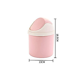 Desktop Mini Waste Can with Swing Lid, Stylish Lace Polka Dot Table Trash Bin Table Waste Paper Basket Round Small Trash Can for Office Bathroom Children Bedroom, Green
