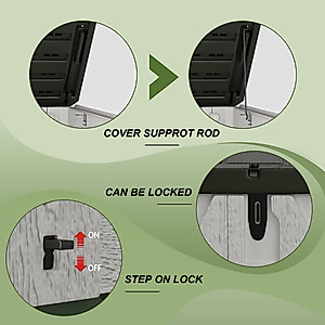 Greesum Outdoor Horizontal Resin Storage Sheds 34 Cu. Ft. Weather Resistant Resin Tool Shed, Extra Large Capacity Weather Resistant Box for Bike, Garbage Cans, Lawnmowe, with Divider, Grey