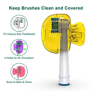 Mspan Toothbrush Protector Travel Cover: Brush Head Cap Cute Clip Case Bulk Guard - 8 Packs