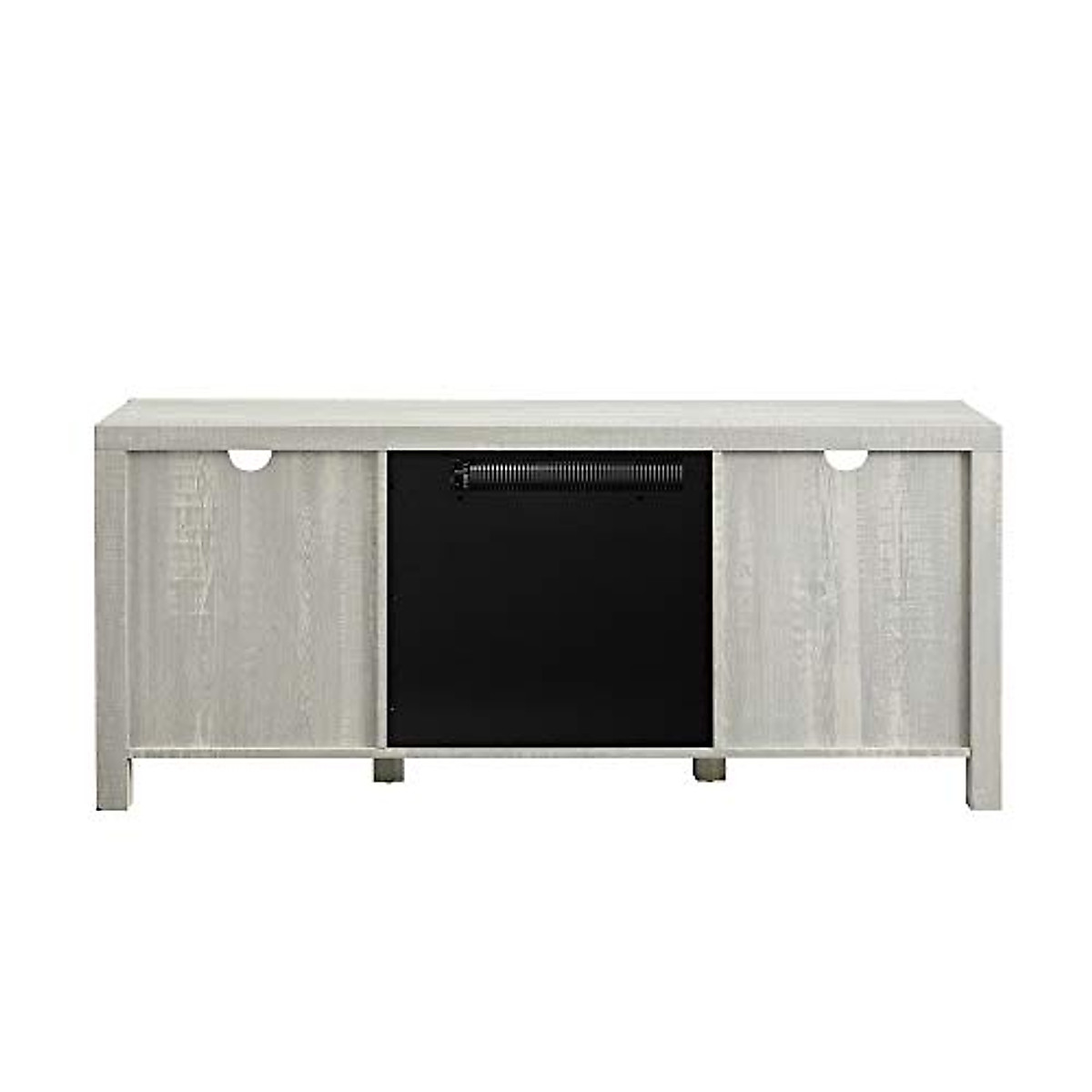 Walker Edison Farmhouse Barn Door Wood and Glass Fireplace TV Stand for TV's up to 64" Flat Screen Living Room Storage Cabinet Doors and Shelves Entertainment Center, 58 Inch, Stone Grey