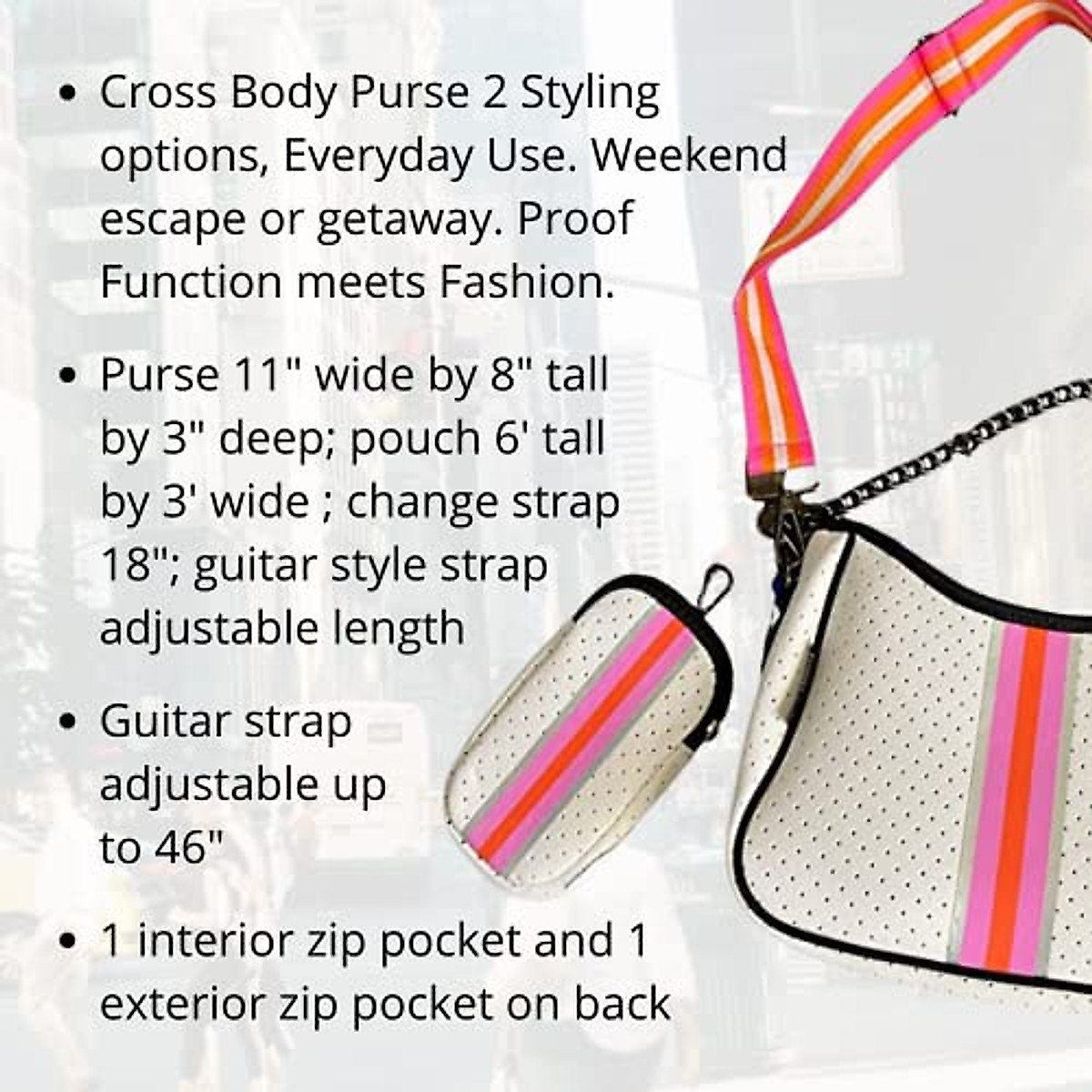 Dallas Hill Designs Crossbody Messenger Neoprene Purse for Women | Ladies Handbag | Adjustable and Detachable Shoulder Strap