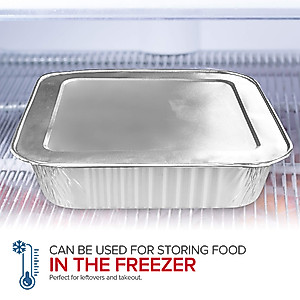 8x8 Foil Pans with Lids (10 Pack) 8 Inch Square Aluminum Pans with Covers - Foil Pans and Foil Lids - Disposable Food Containers Great for Baking Cake, Cooking, Heating, Storing, Prepping Food