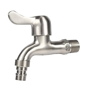 ViaGasaFamido Garden Tap 304 Stainless Steel Outside Wall Mounted Water Faucet Adapter for Laundry Bathroom Washing Machine Mop Pool Tub,Single Handle Cold(#1)