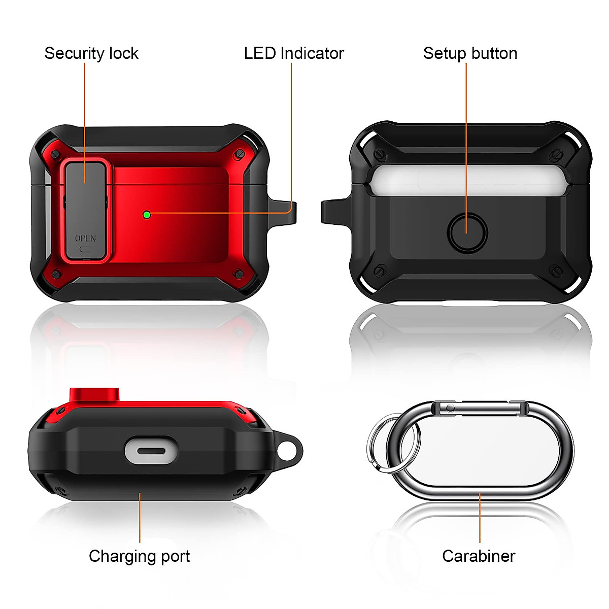 Lopnord Case for Airpod Pro Case Cover with Lock, Compatible for Airpods Pro 2nd Generation/1st Generation Case (2022/2019), Shockproof Cover for iPods Pro 2 Case Men Women