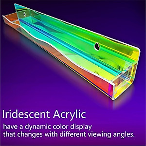 YMVV 15" Nail Polish Rack Wall Mounted Shelf,6 Pack Clear Rainbow Iridescent Acrylic Organizer Nail Supplies for Nail Techs,Great Display for Salons Retailers