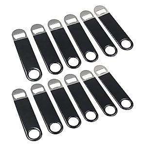 Morcte 12-Piece Black Stainless Steel Flat Bottle Opener, Beer Bottle Opener for Bar, Restaurant, Kitchen