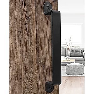 WIPHANY Barn Door Handle Black 10 inch Comfortable Handy Touch Gate Handles Long Solid Metal Door Pull for Sliding Barn Door Gate Cabinet Closet Drawer Garage Screws Included