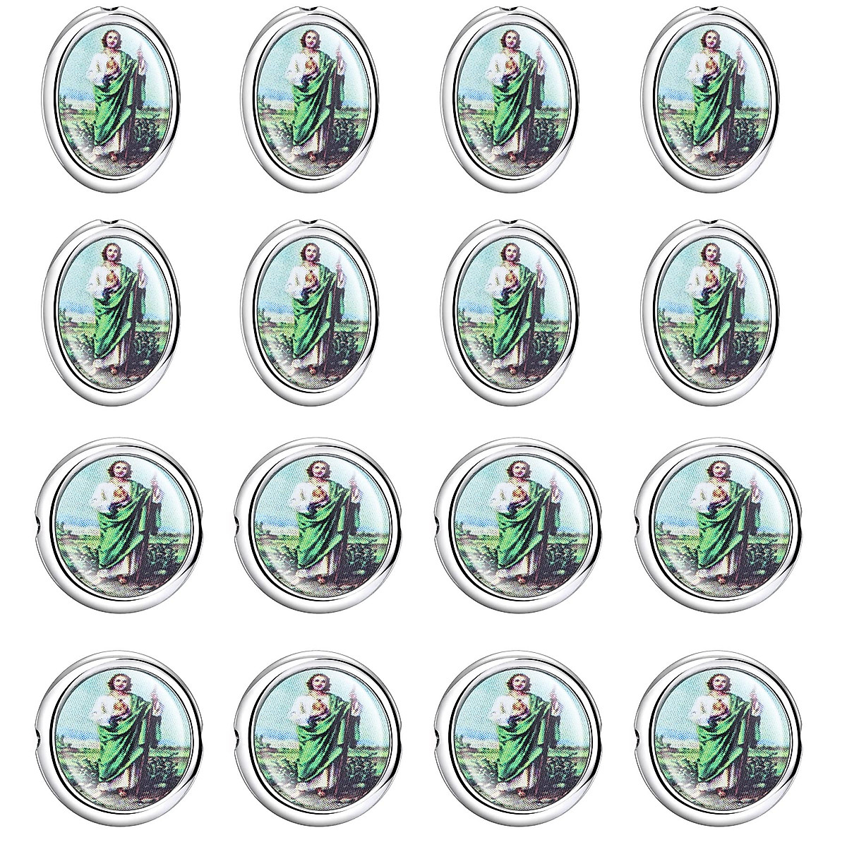 50pcs Round and Oval Acrylic ST Jude Beads Miraculous Medal Rosary Catholic Beads DIY Necklace Bracelets Jewelry Making