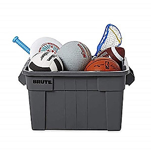 Rubbermaid Commercial Products Brute Tote Storage Container With Lid, 20- Gallon, Gray (FG9S3100GRAY)