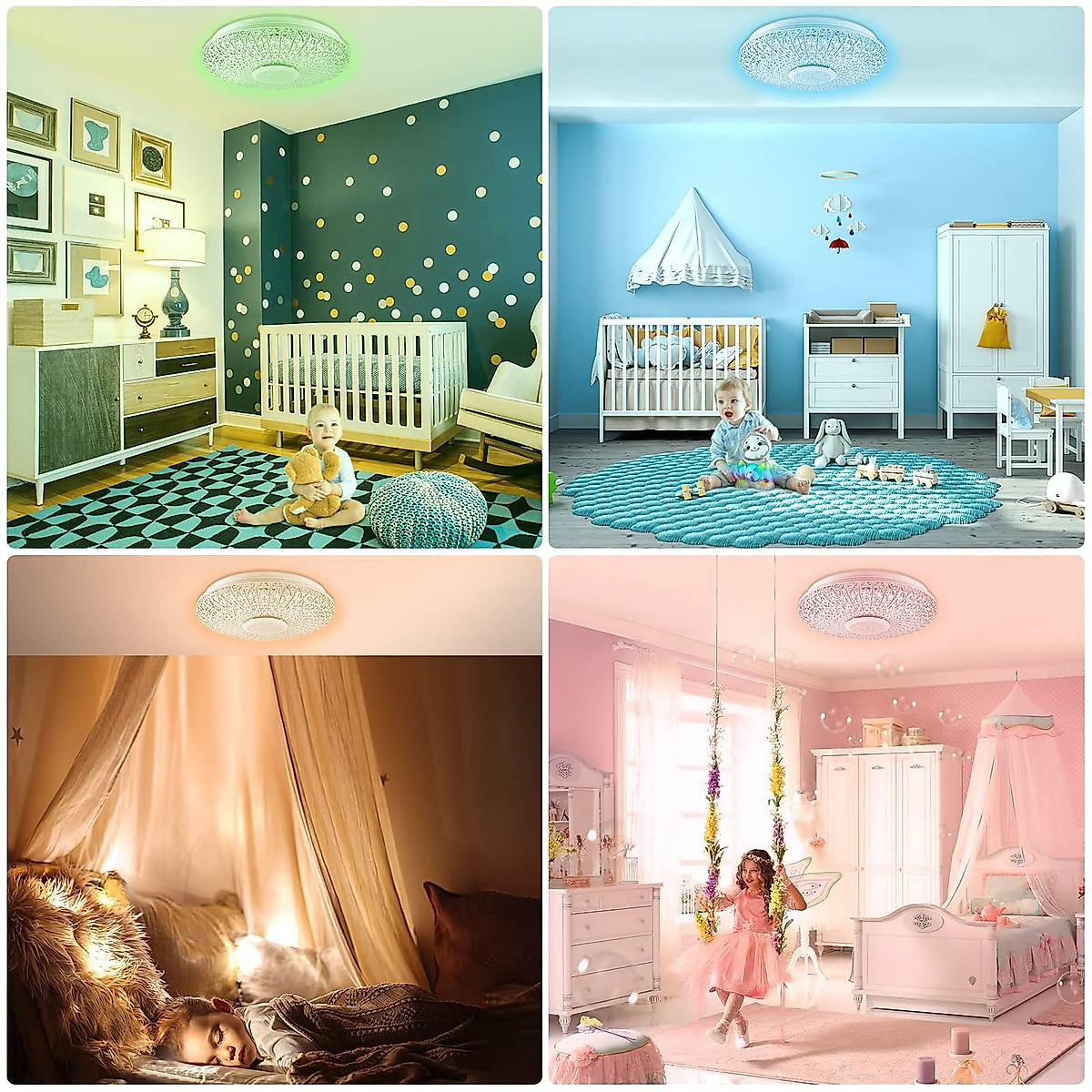 Mosasun 36W APP Remote Control Color Changing Ceiling Lamp with Bluetooth Speaker, Flush Mount LED Bathroom Music Ceiling Light for Kids Room, Laundry, Hallway