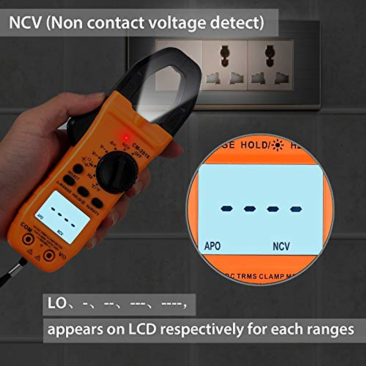 CAMWAY Portable Clamp Meter Digital 6000 Counts AC/DC Current TRMS AMP OHM Tester Capacitance Multimeter with Alligator Clips
