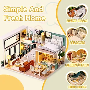 Flever Dollhouse Miniature DIY House Kit Creative Room with Loft Apartment Scene for Romantic Artwork Gift (Comfortable Life)