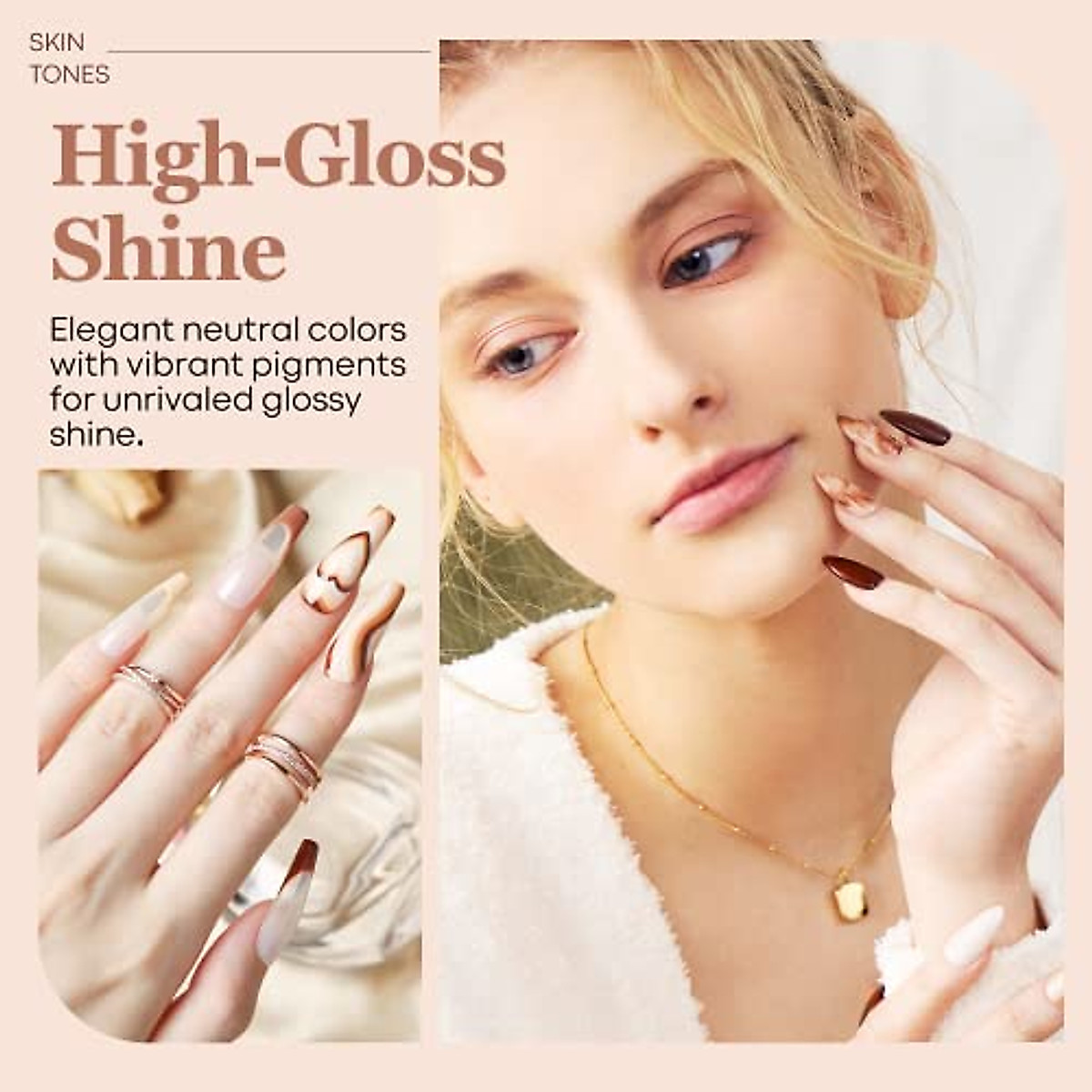 modelones Gel Nail Polish Set- 6 Colors Nude Gel Polish All Seasons Skin Tones Pink Neutral Brown Gel Polish Kit, Soak Off LED Gel Nail Kit Manicure DIY Home