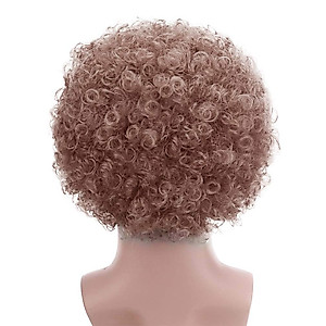 FREE BEAUTY Fluffy Afro Synthetic Clown Wig for Men Women Cosplay Anime Party Christmas Halloween Fancy Funny Wigs (Brown)