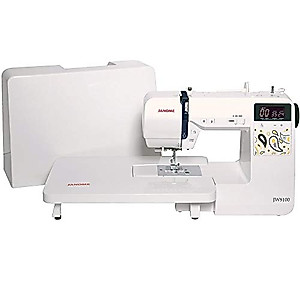 Janome JW8100 Fully-Featured Computerized Sewing Machine with 100 Stitches, 7 Buttonholes, Hard Cover, Extension Table and 22 Accessories