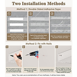 MoKo 3 Pack Acrylic Sunglass Organizer Wall Mount, Clear Sunglass Display Case Storage Hanging Holder for Entryway Living Room Bedroom, Clear